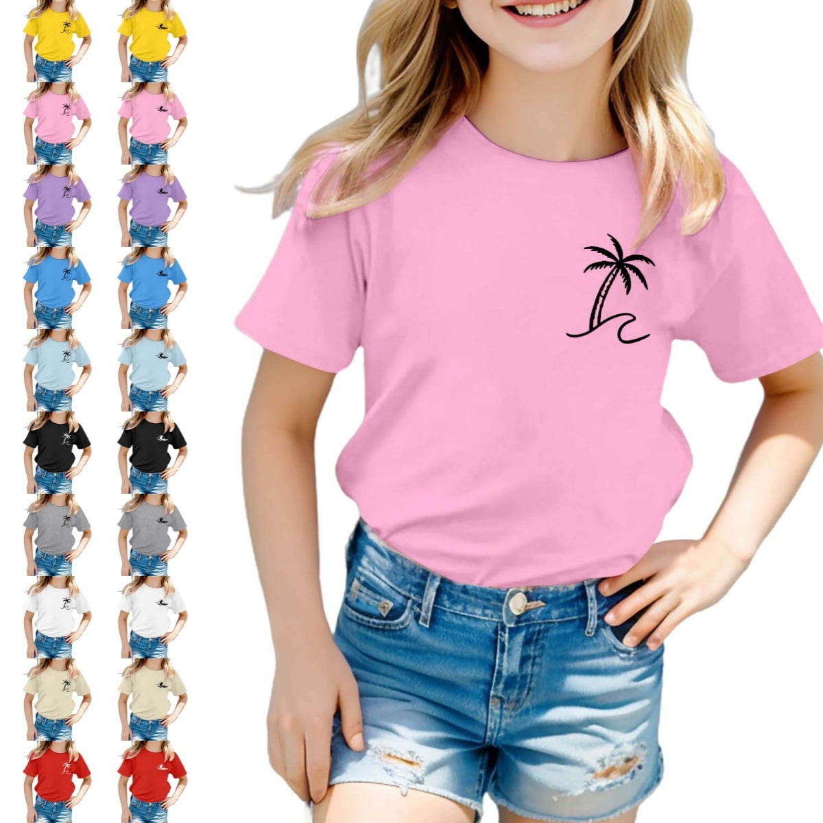 Bmisegm Toddler T Shirts Bright Summer Graphic Lightweight Casual Short ...