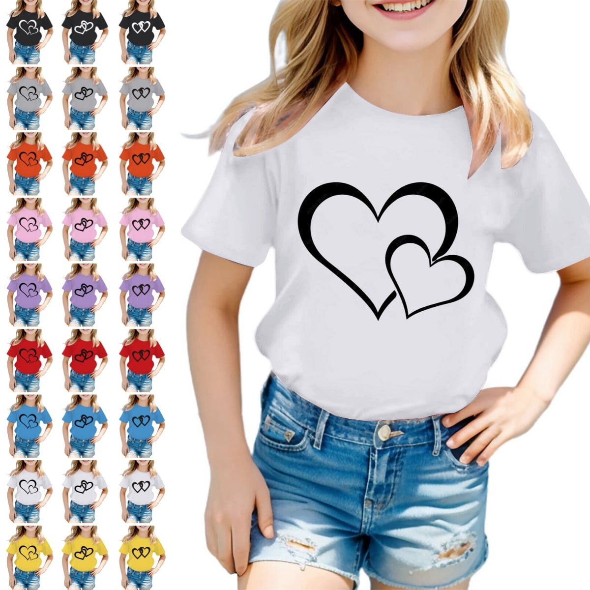 Bmisegm Toddler T Shirts Cute Graphic Round Neck Short Sleeve Summer ...