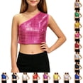 Bmisegm Toddler T Shirts Girls Shimmering Square Pattern Cut Crop ...