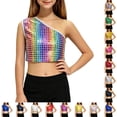 Bmisegm Toddler T Shirts Girls Shimmering Square Pattern Cut Crop ...