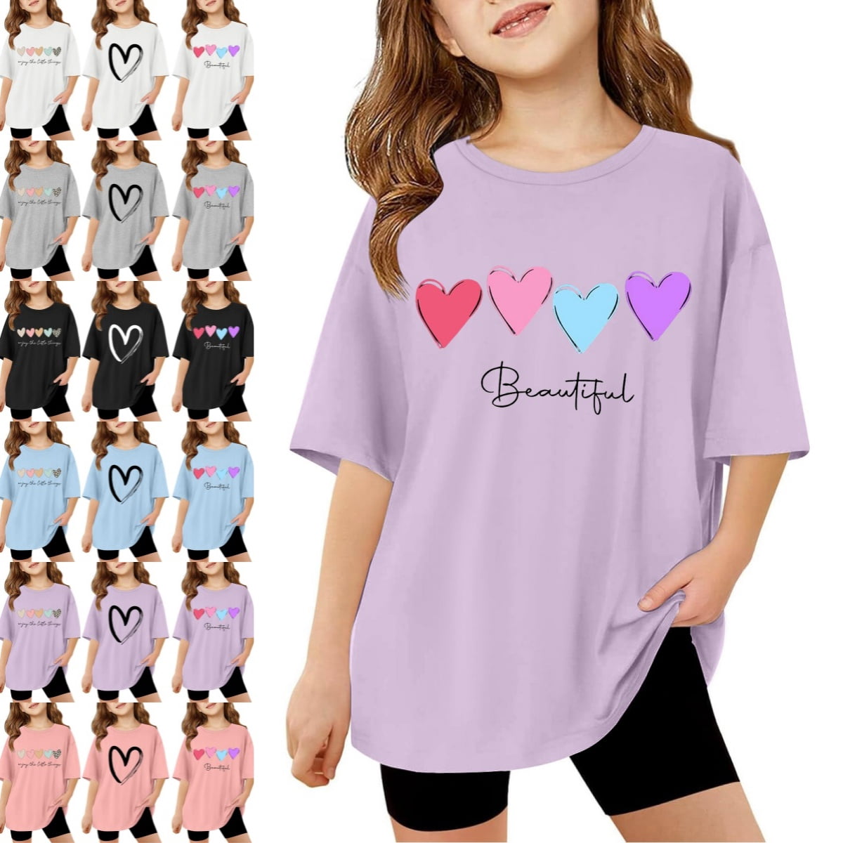 Bmisegm Toddler T Shirts Letter Printed Short Sleeve Crewneck Soft ...