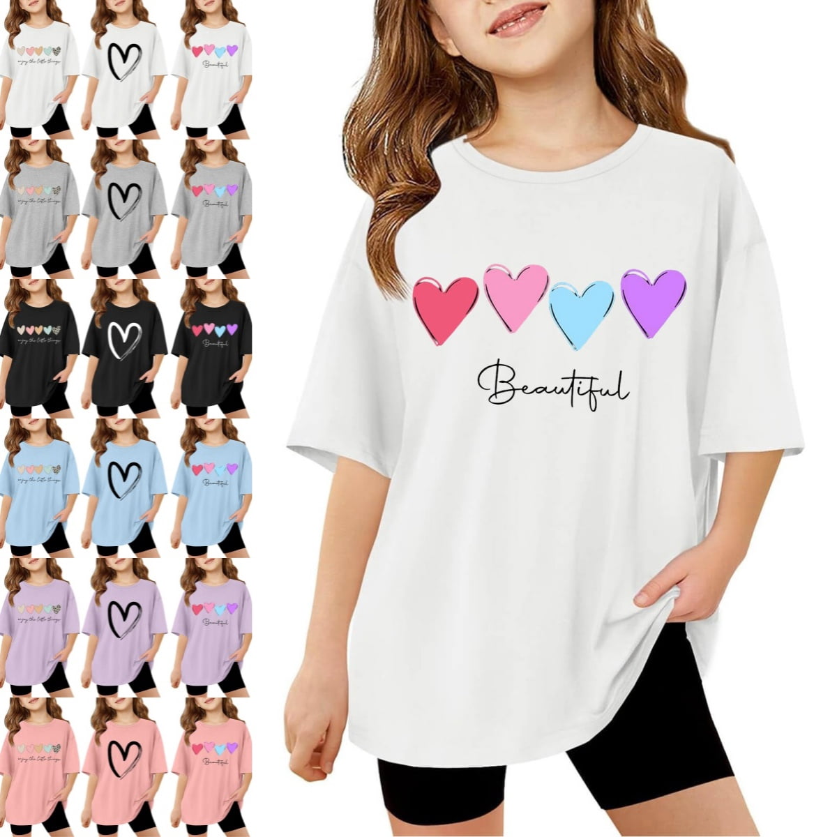 Bmisegm Toddler T Shirts Letter Printed Short Sleeve Crewneck Soft ...