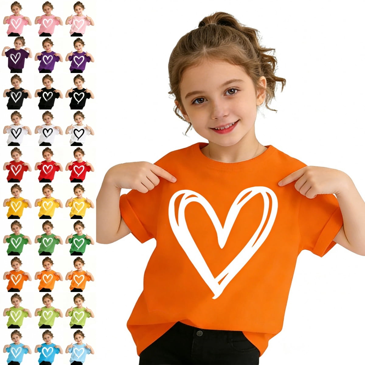 Bmisegm Toddler T Shirts Summer Loose Cute Short Sleeve Tee with Heart ...