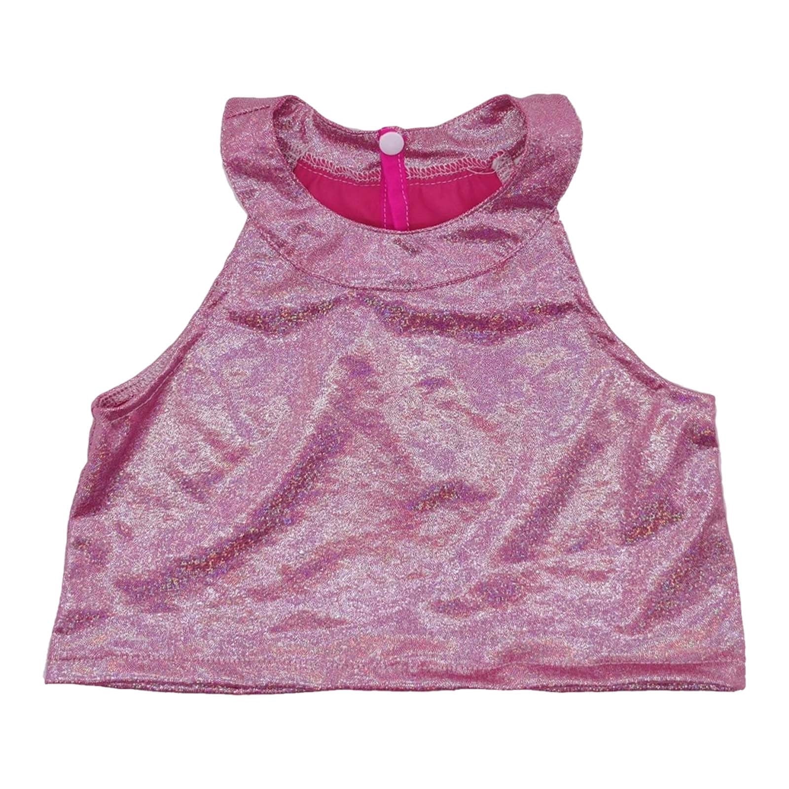 Bmisegm Tops for Girls Girls Shiny Short Sleeve Crop Top for Dance ...