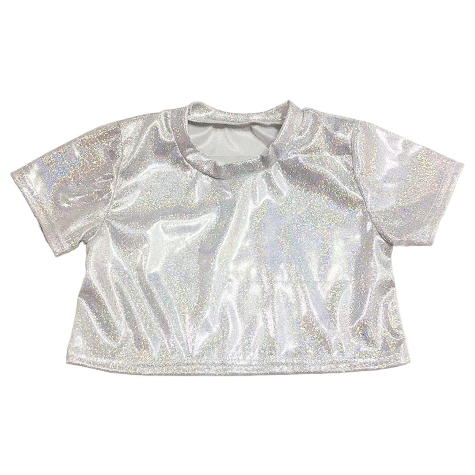 Bmisegm Tops for Teen Girls and Shine Girls Performance Top Glitter ...