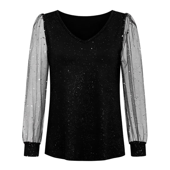 Bmisegm Tops For Teen Girls Sparkly Collar Long Sleeve Casual Party ...