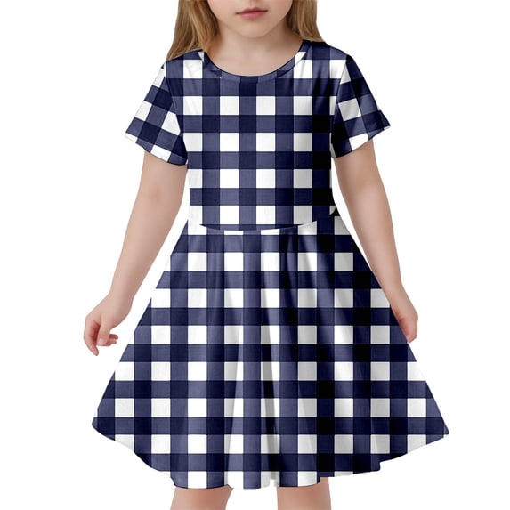 Bmisegm Tween Dresses Fashion Plaid Print Slim Fit Short Sleeved with ...