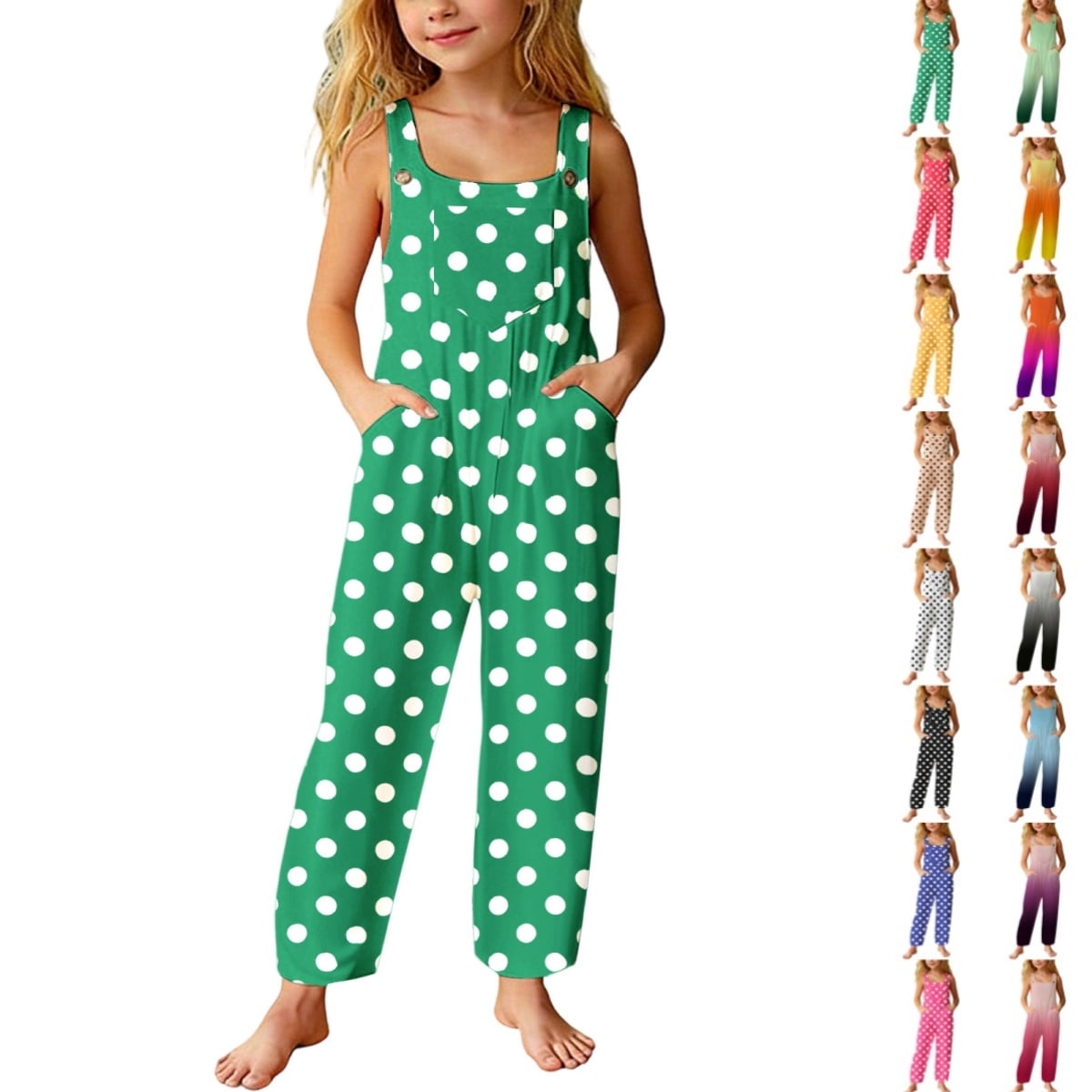 Bmisegm Wide Leg Jumpsuit Girls Casual Loose Fit with Front Pockets ...