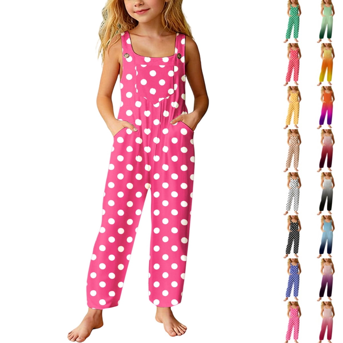 Bmisegm Wide Leg Jumpsuit Girls Casual Loose Fit with Front Pockets ...