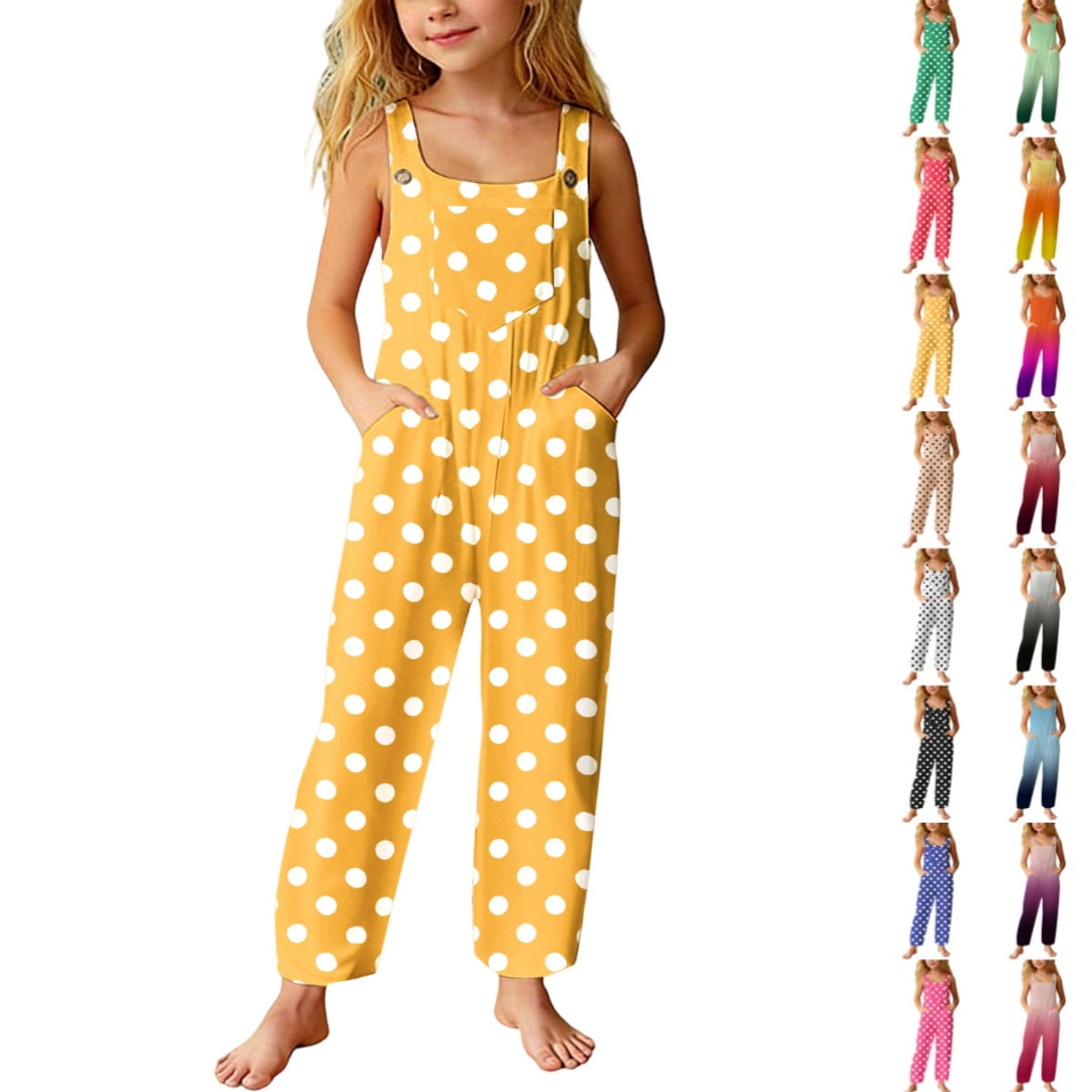 Bmisegm Wide Leg Jumpsuit Girls Casual Loose Fit with Front Pockets ...