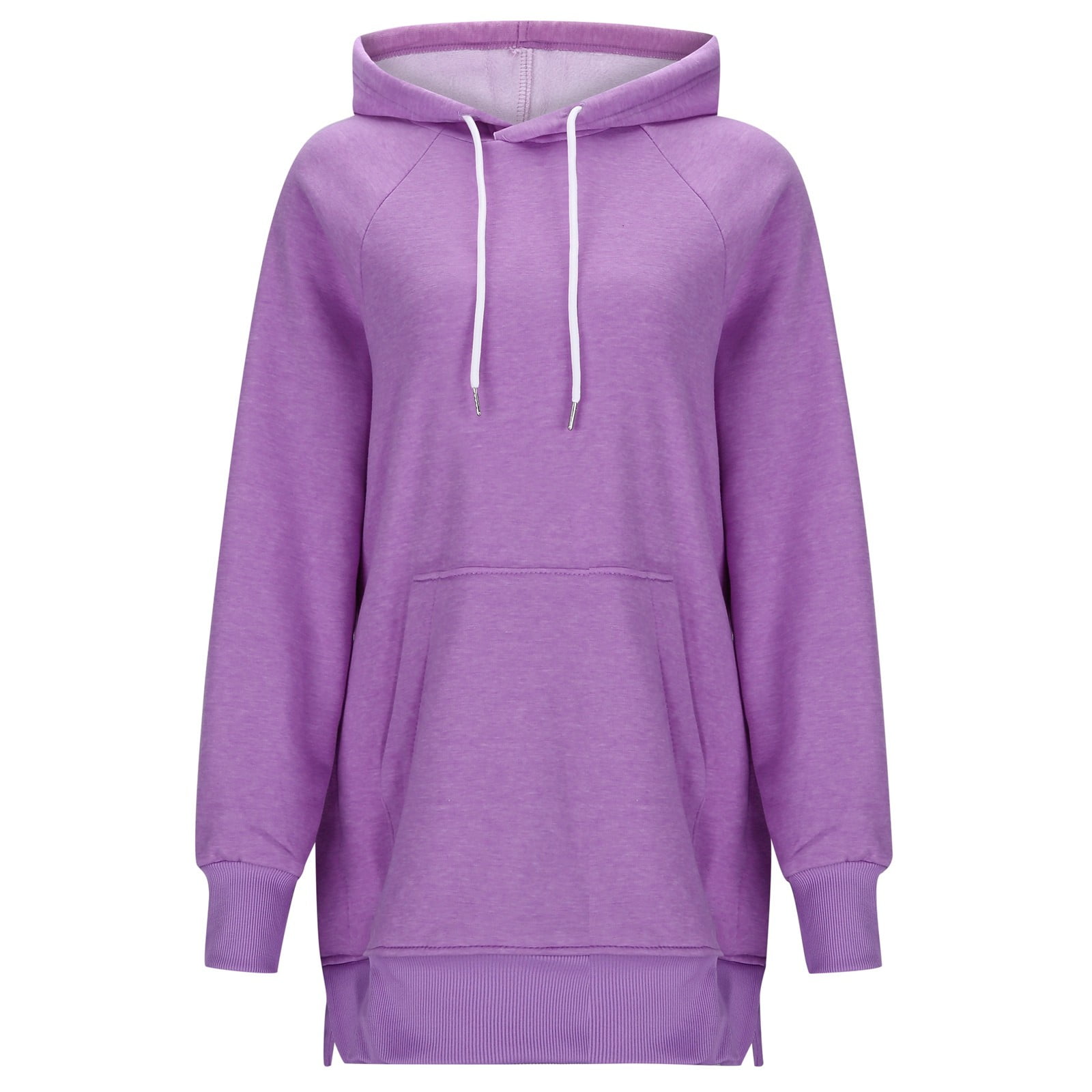 Bmisegm Women's Casual Solid Color Hoodie Medium Long Loose Split Top ...