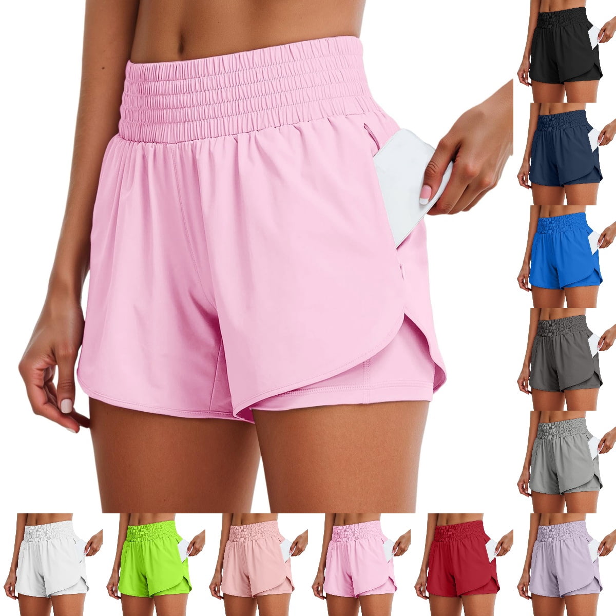 Bmisegm Womens Athletic Shorts High Waist Running Yoga Workout Bottoms ...