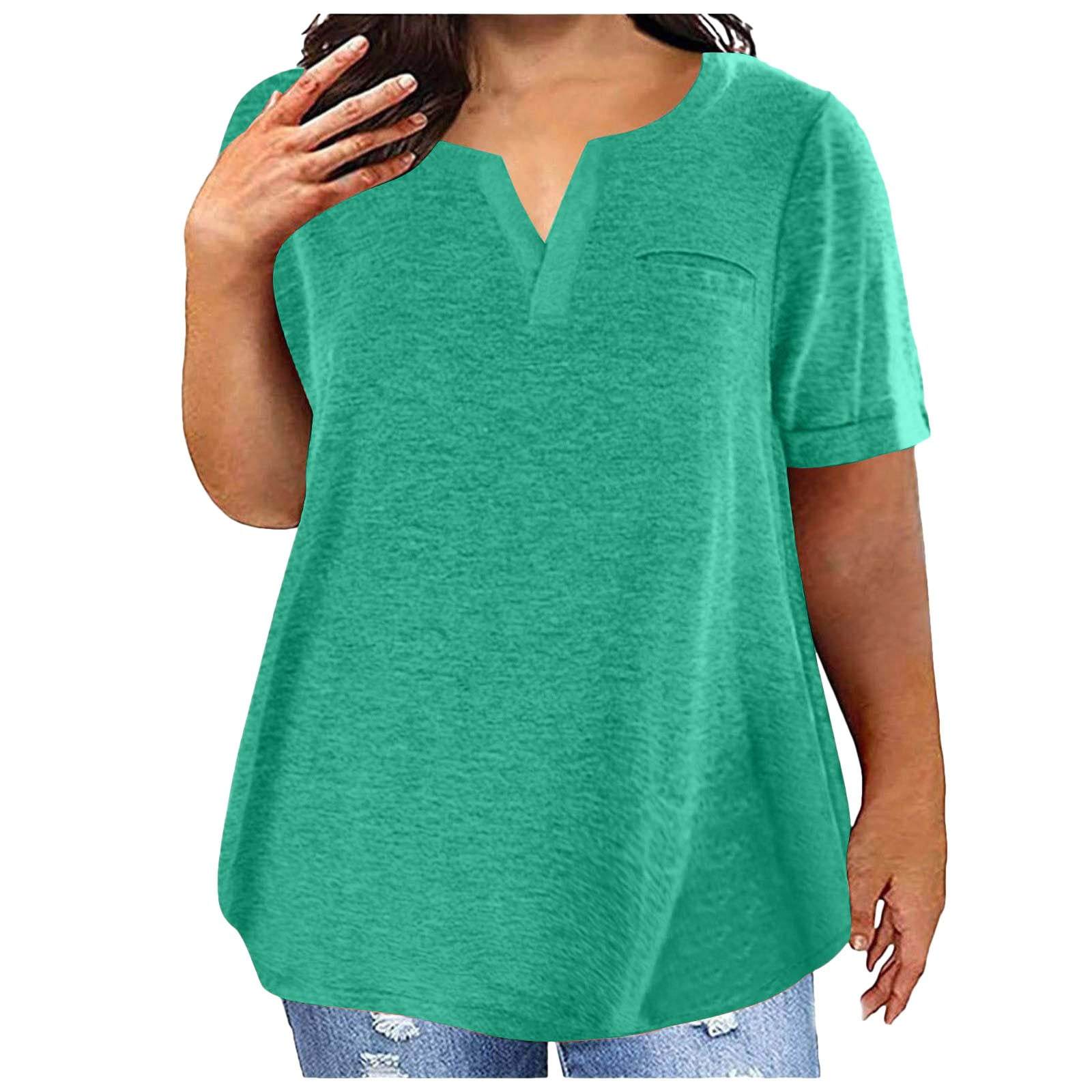 Bmisegm Womens Casual V Neck T Shirt Women Fashion Top Color Block ...