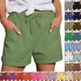 Bmisegm Womens Running Shorts Solid Color Drawstring Elastic Waist ...