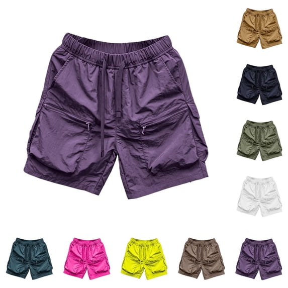 Bmisegm Womens Shorts Loose Fit Casual Solid Color Knee Length Elastic ...