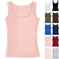 Bmisegm Womens Tank Tops Casual Ribbed Square Neck Sleeveless Regular ...