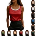 Bmisegm Tank Tops For Women Elegant Beaded Round Neck Sleeveless ...