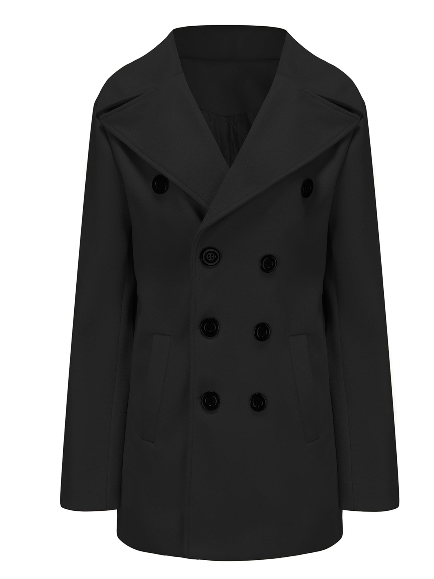Bmnmsl Men Winter Woolen Coats Classic Lapel Neck Long Sleeve Double ...