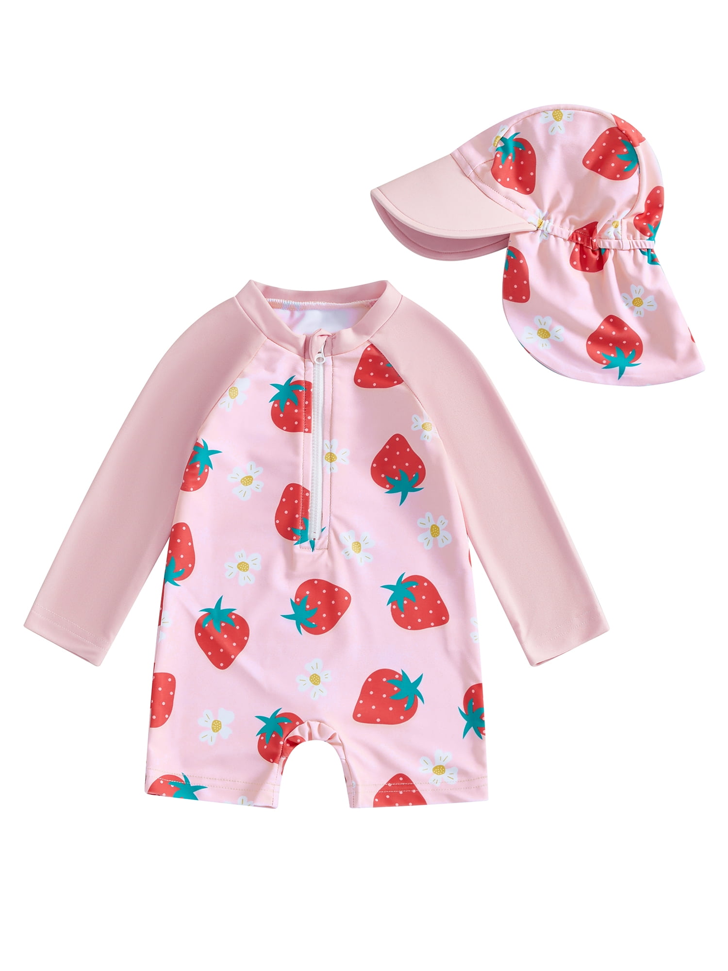 Bmnmsl Toddler Girl Long Sleeve Swimsuit 2 Pcs One Piece Bathing Suit ...