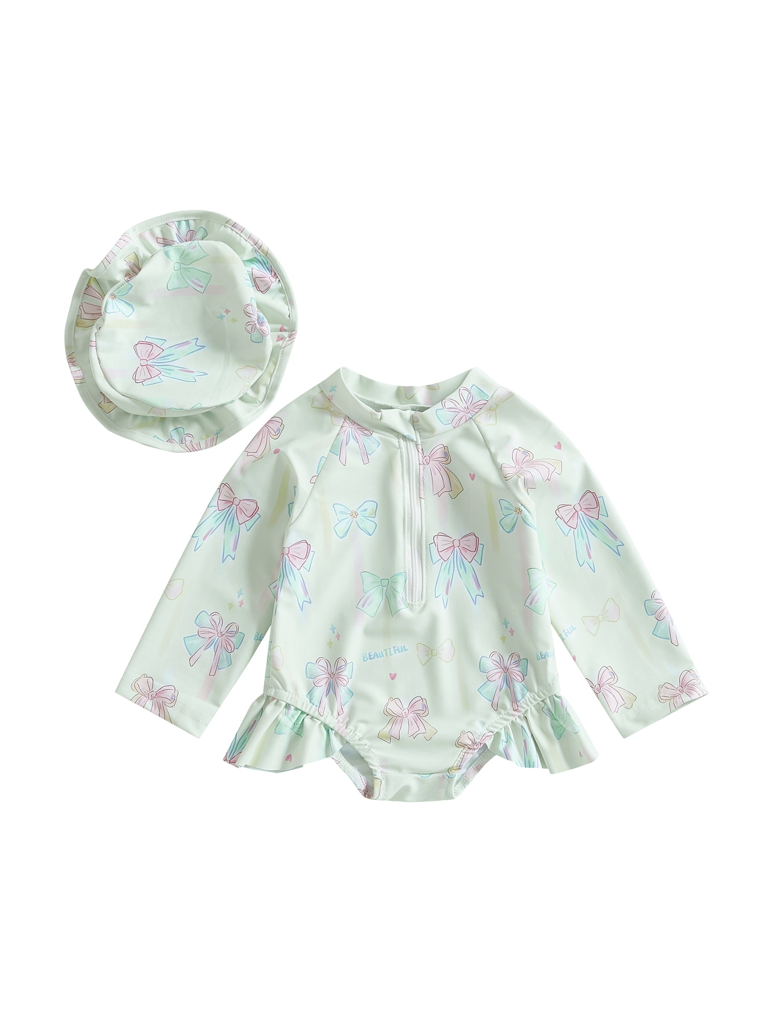 Bmnmsl Toddler Girls Rash Guard Swimsuit Rompers Long Sleeve Tree/Bow ...