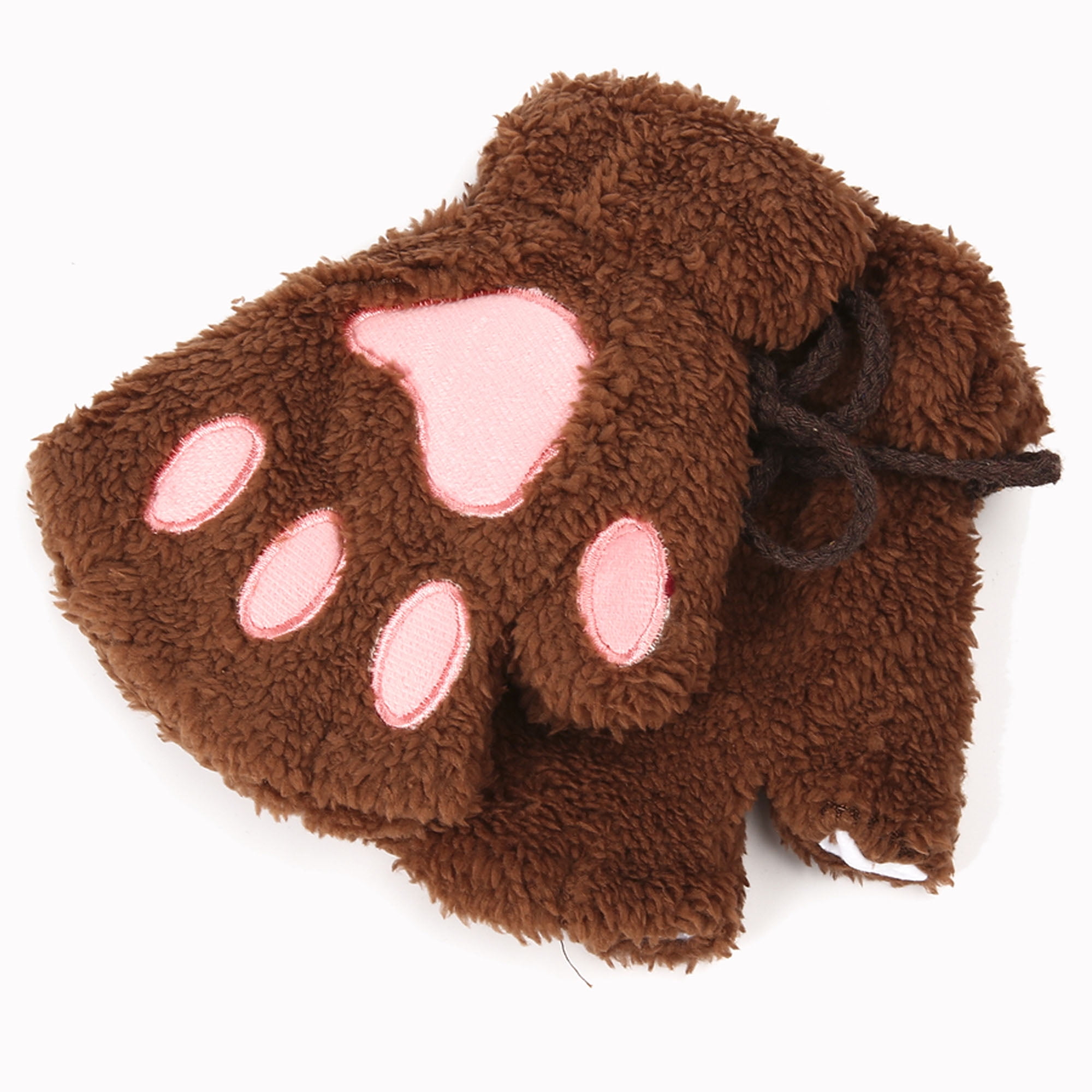 Bmnmsl Women Cat Claw Paw Mitten Plush Glove Winter Half Finger ...