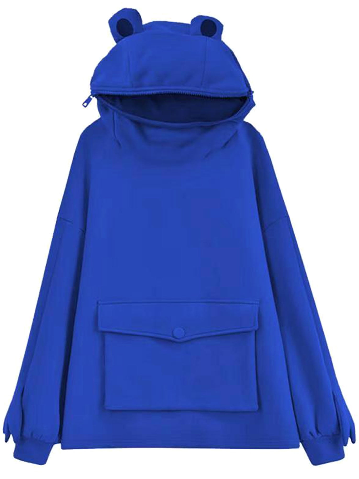 Bmnmsl Women Frog Hoodie Long Sleeve Sweatshirt with Flap Pocket ...