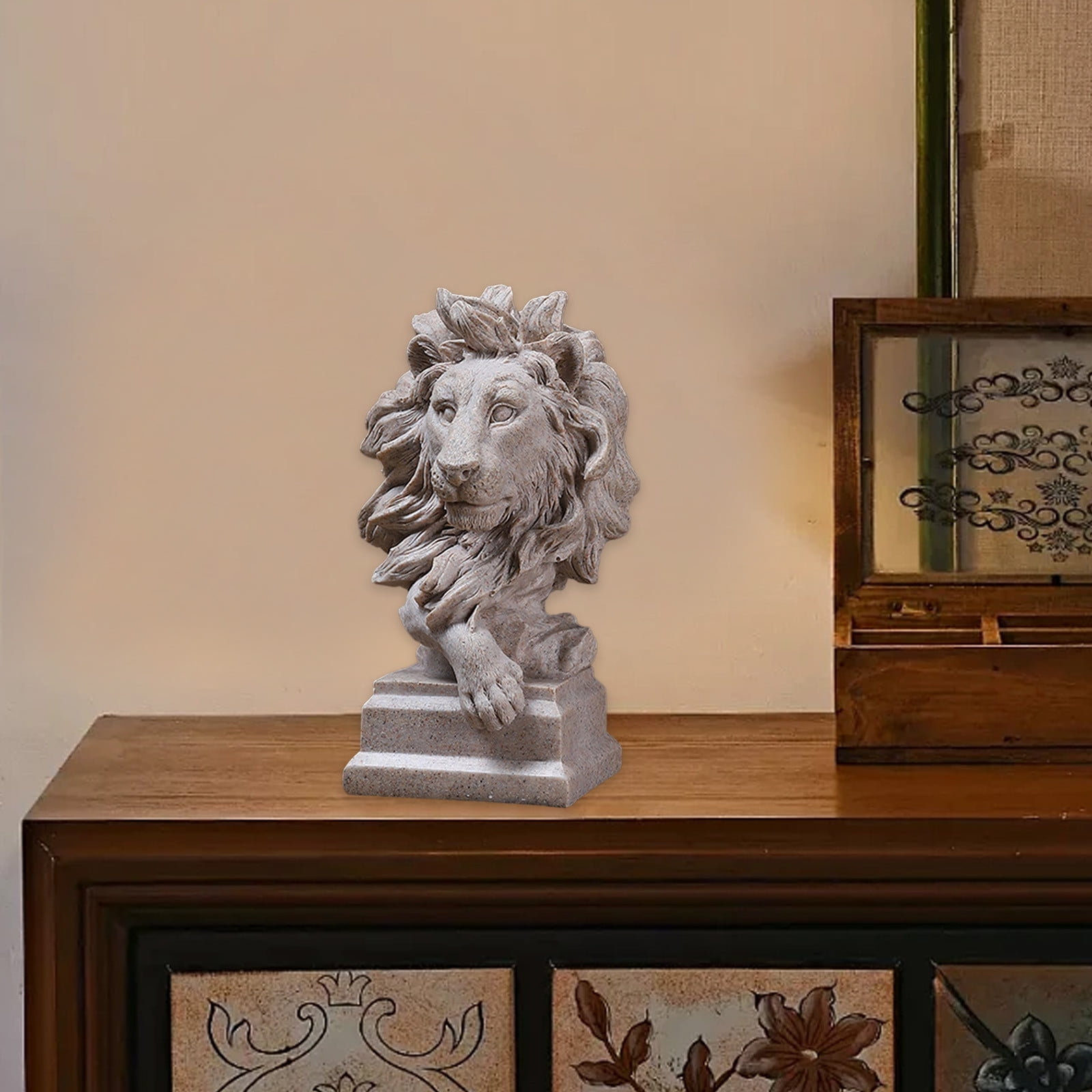 Bmnokb Lion Figurine, Lion Sculptures Home Decor, Resin Lion Statue ...