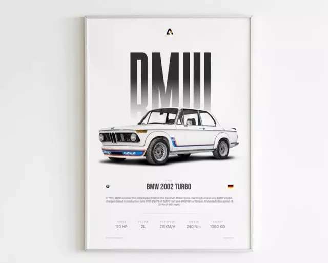 Bmw 2002 Old School Rally Car Boys Room Decor Husband Gift NO FRAMED ...