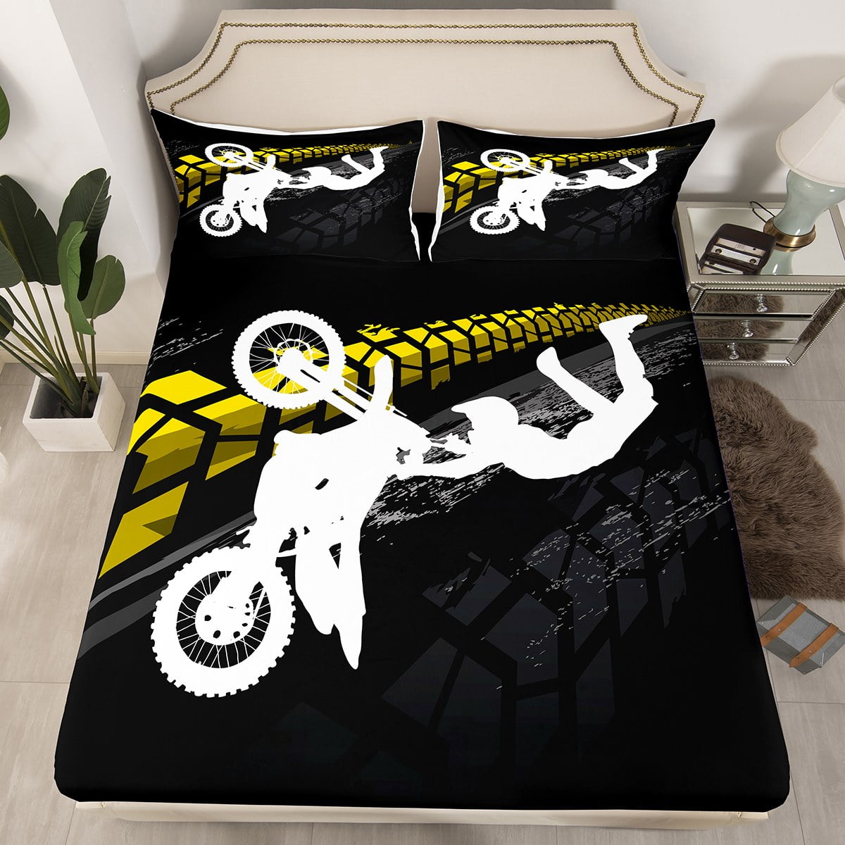 Bmx Bed Set Extreme Sports Bed Sheets Twin, Dirt Bike Player Fitted ...