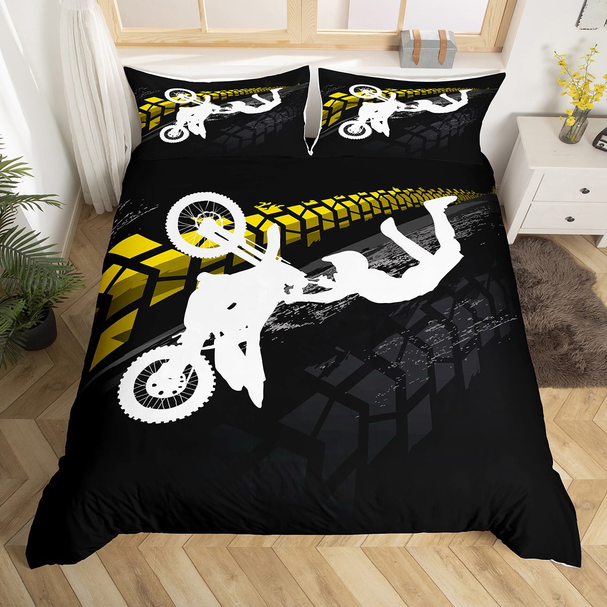 Bmx Bedding Set Extreme Sports Comforter Cover Twin, Dirt Bike Player ...
