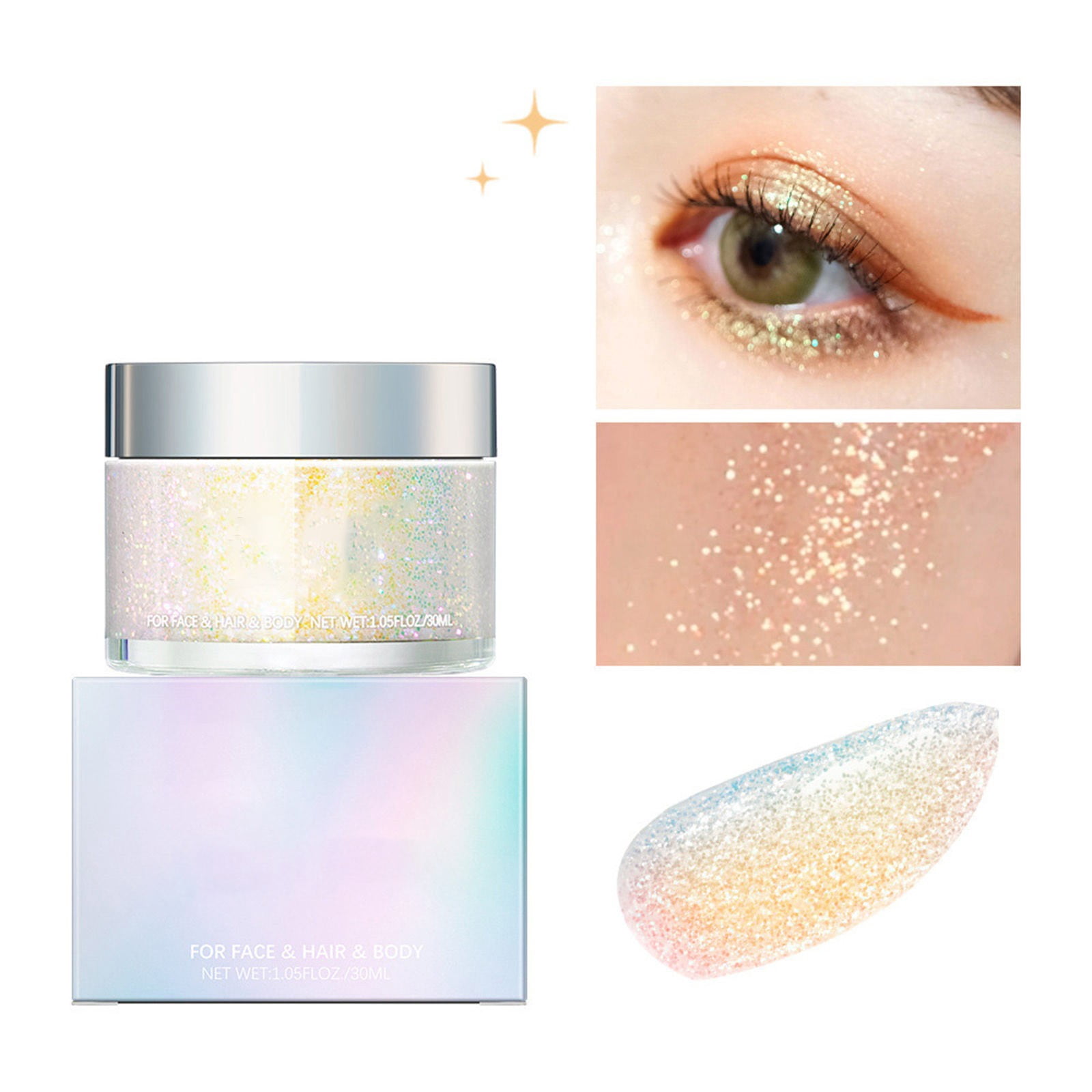 BnGAJN Eyeshadow,Body Glitter Gel For Body Facial Hair And Lips Under ...