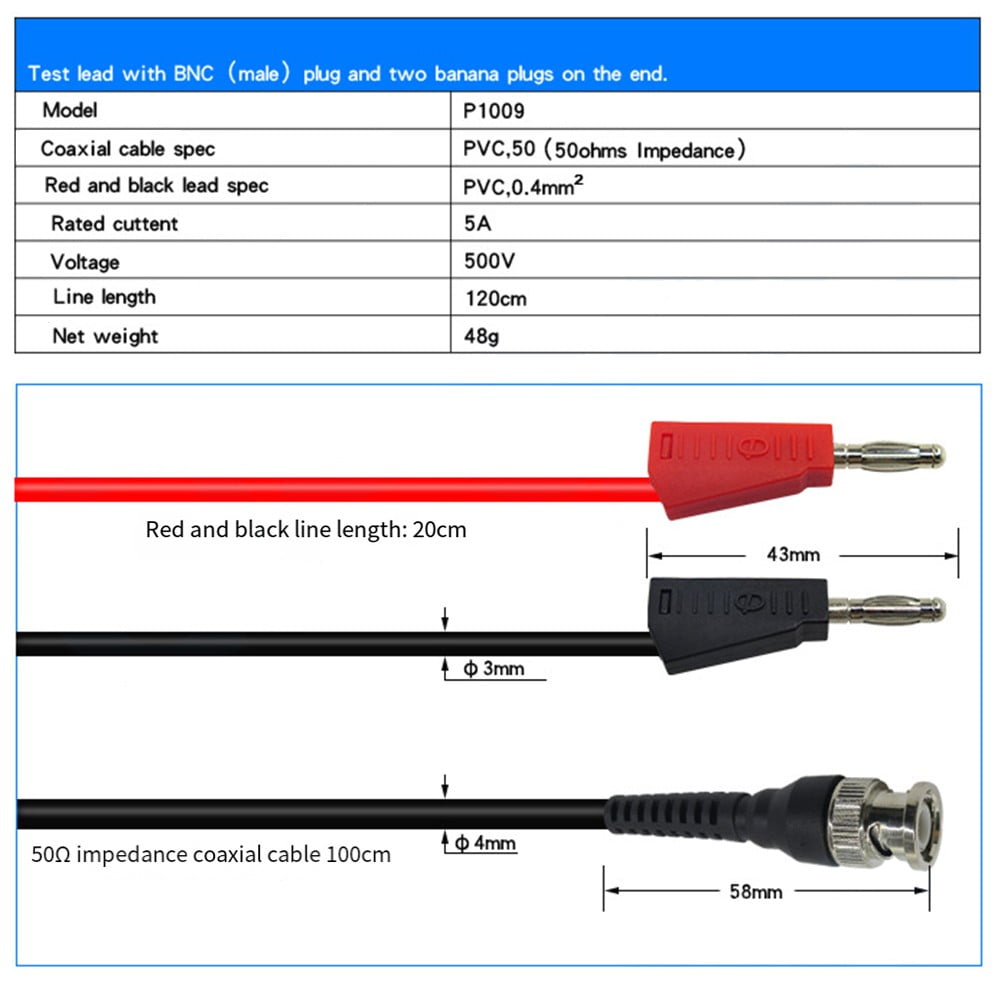 Bnc To 4Mm Banana Oscilloscope Probes Bnc To Dual Stacking Test Leads ...
