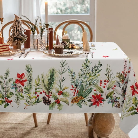 Bnejvif Christmas Tablecloth Rectangle Xmas Table Cloth for Dining ...