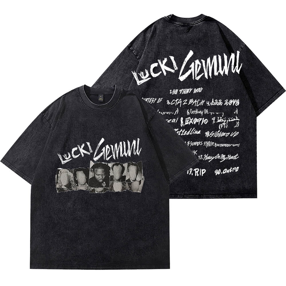 Bngkauyexdc Lucki Gemini Tracklist Merch Wash T-Shirts Streetwear Top ...