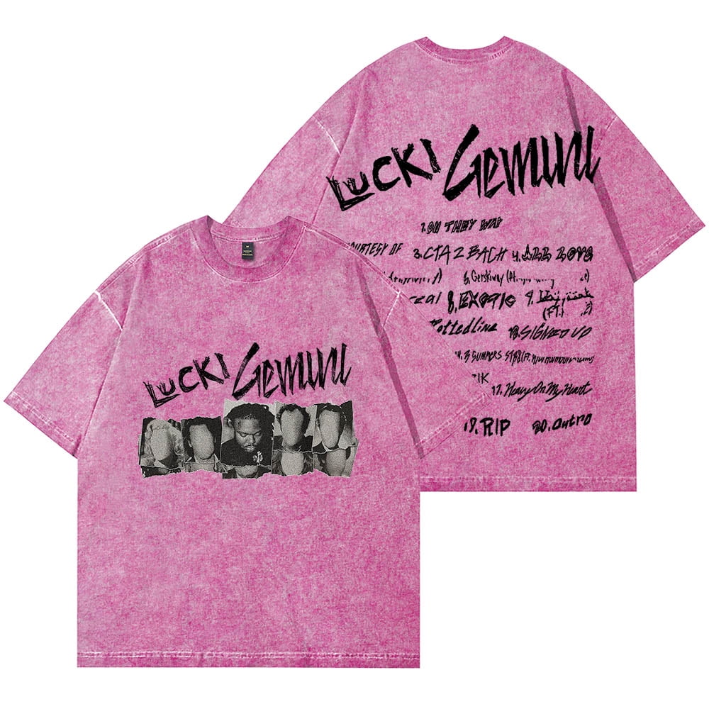 Bngkauyexdc Lucki Gemini Tracklist Merch Wash T-Shirts Streetwear Top ...
