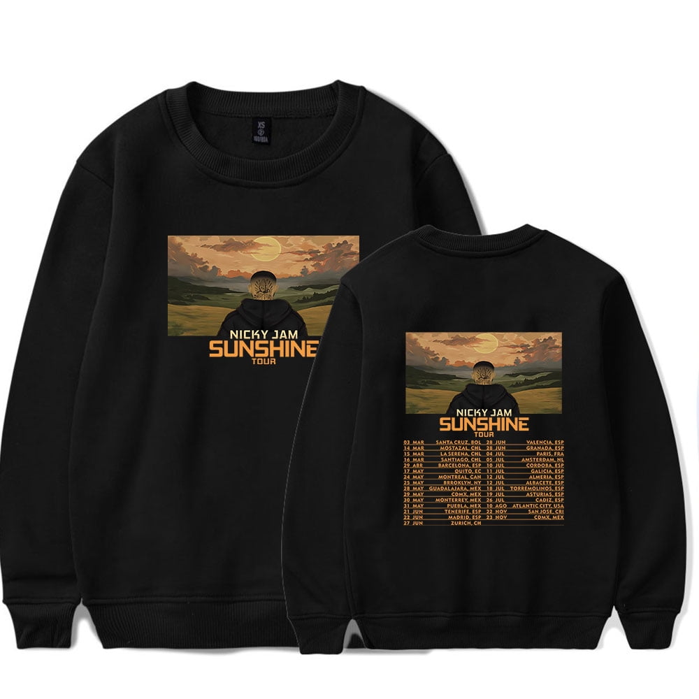 Bngkauyexdc Nicky Jam Sunshine Tour Merch Long Sleeve Crewneck ...
