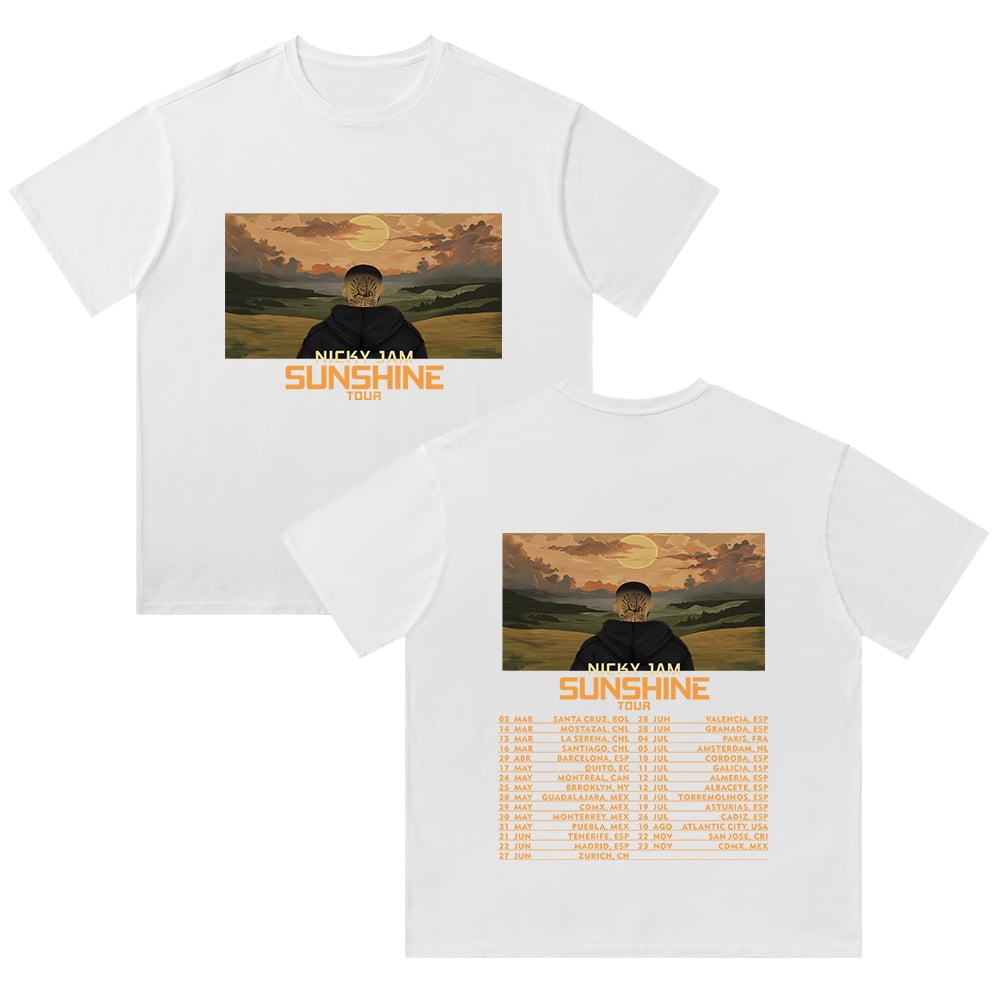 Bngkauyexdc Nicky Jam Sunshine Tour T-Shirt Vintage Wash Tee Short ...