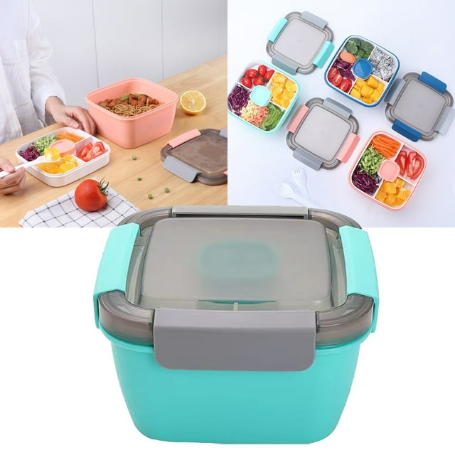 Bnnlsa Tableware Box Container with Dressing Container 3 Compartments ...
