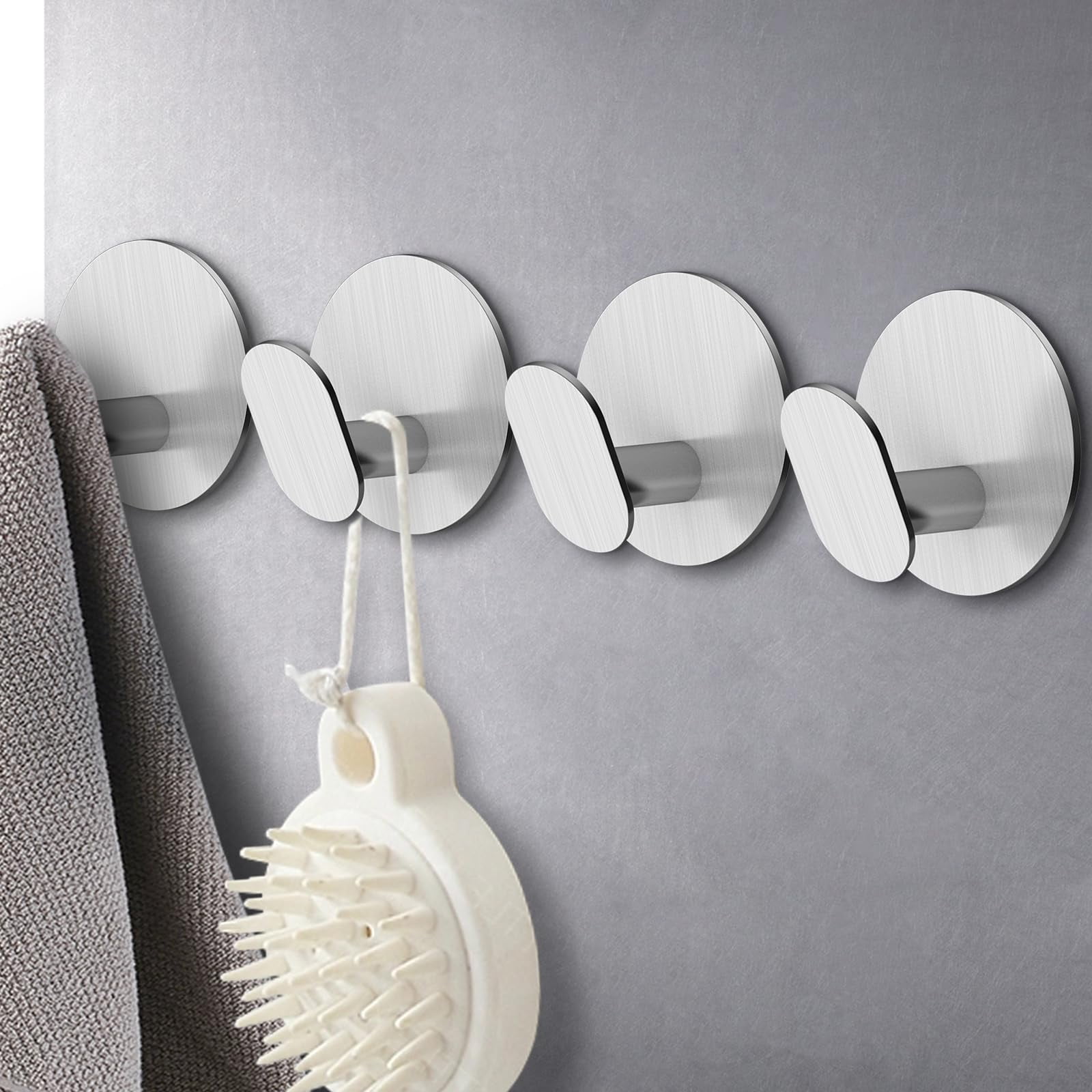 Bntuk Adhesive Towel Hooks, 4 Pack Towel Hooks Wall Hooks for Bathroom ...