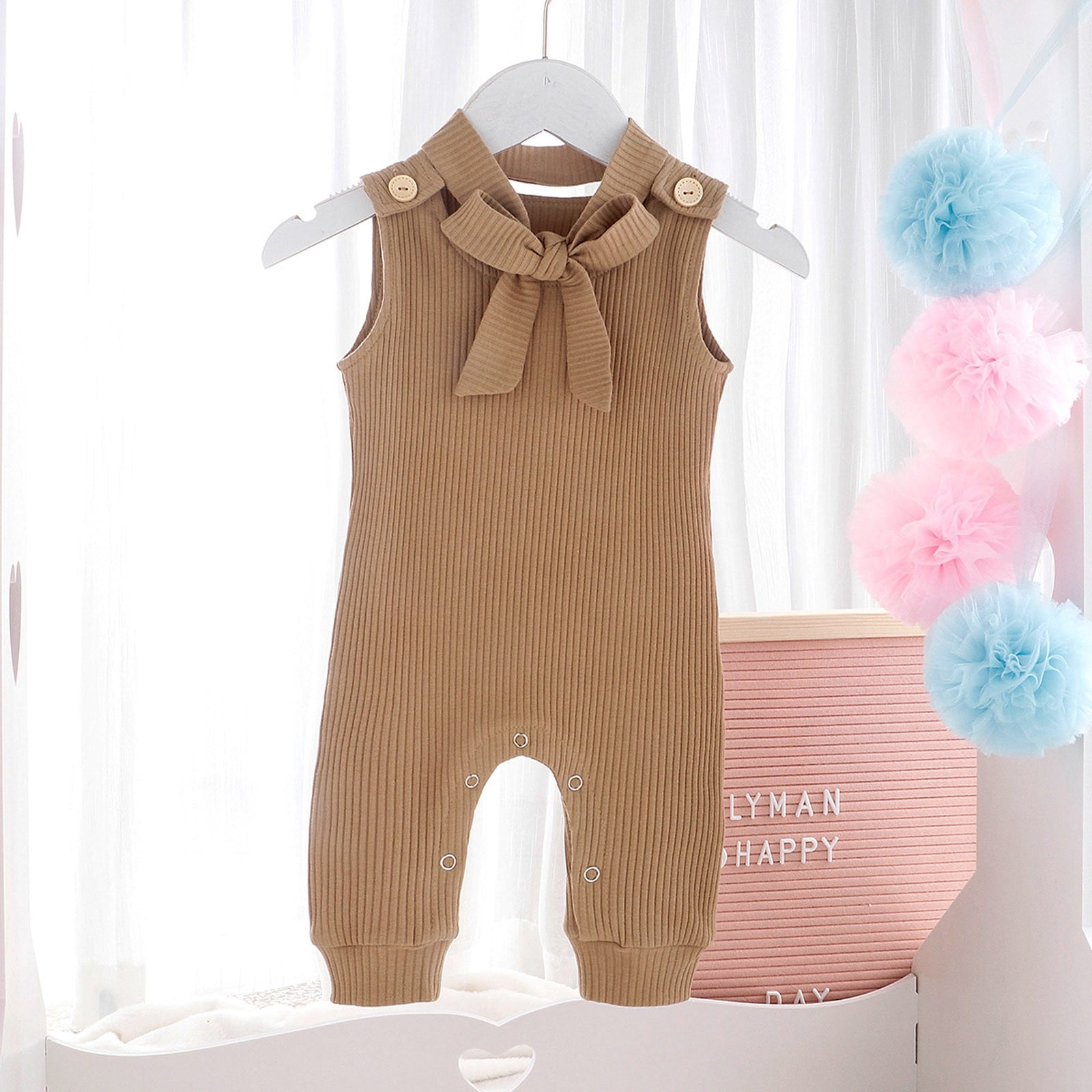 Bnwani 2PC Baby Rompers Unisex Baby Sleeveless Button One-piece ...