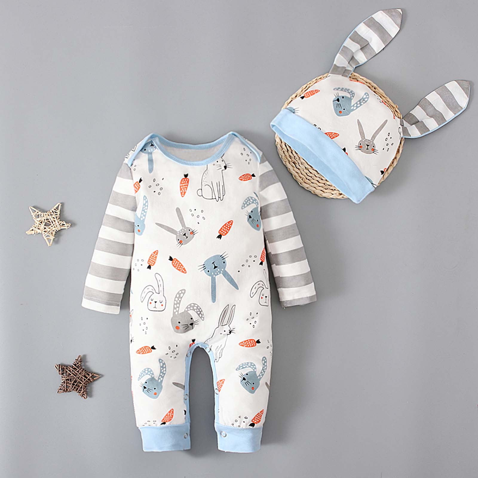 Bnwani 2PC Kids Clothing Baby Girls Boys Print Long-sleeved Jumpsuit ...