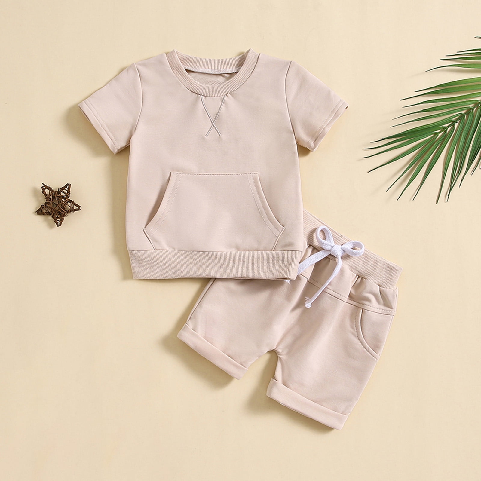 Bnwani 2Pcs Clothing Set for Toddler Girls Boys sleeved Pocket Short ...
