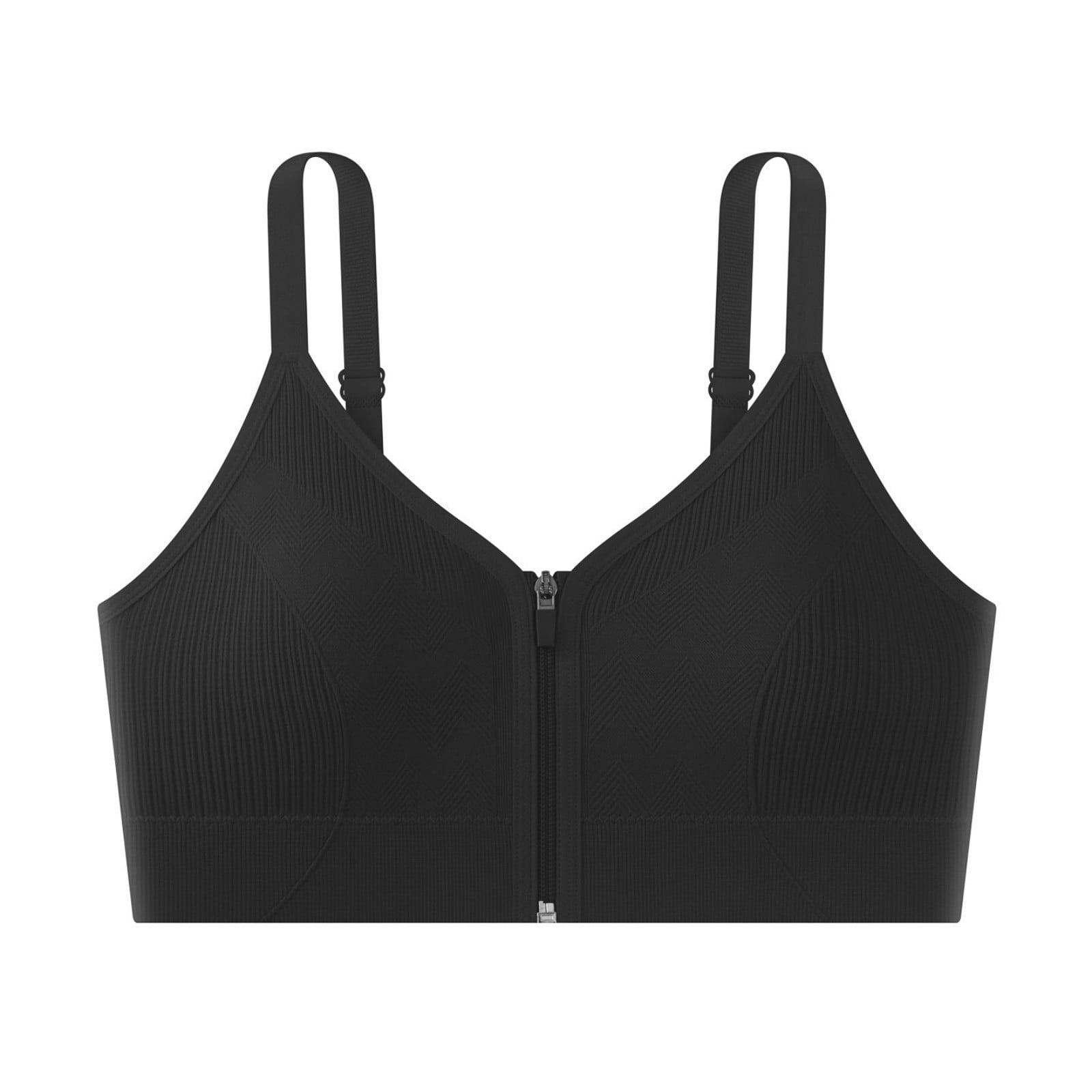 Bnwani Bras for Women,Women's Bras,Cushioned,Sport,Solid,Zipper,Black ...