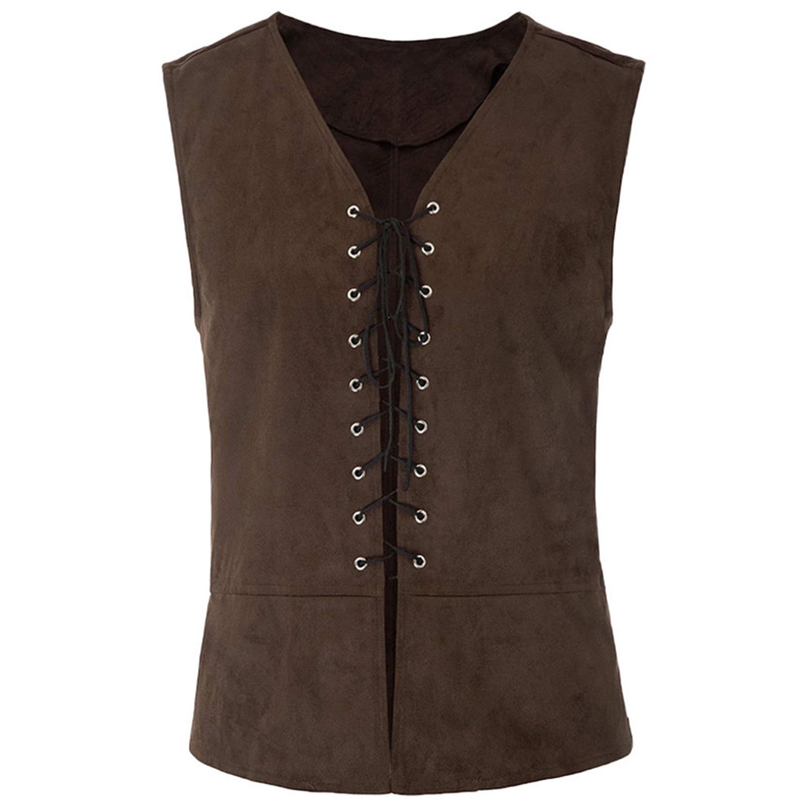 Bnwani Brown Jacket For Men Winter Vintage Medieval Men Vest Laced Up ...