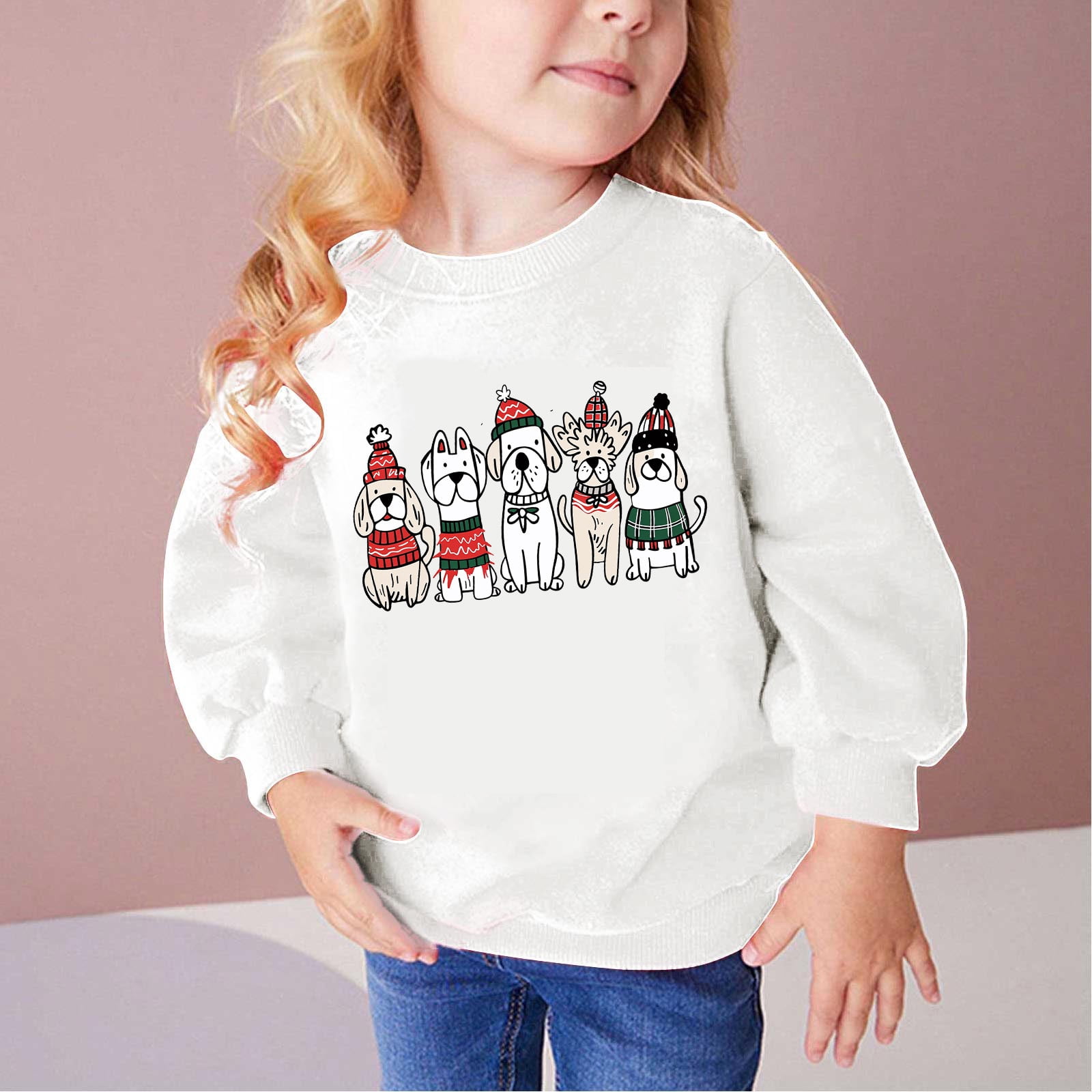 Bnwani Christmas White Girls Sweatshirt Winter Long Sleeve Cotton Print bnwani-christmas-white-girls-sweatshirt-winter-long-sleeve-cotton-print