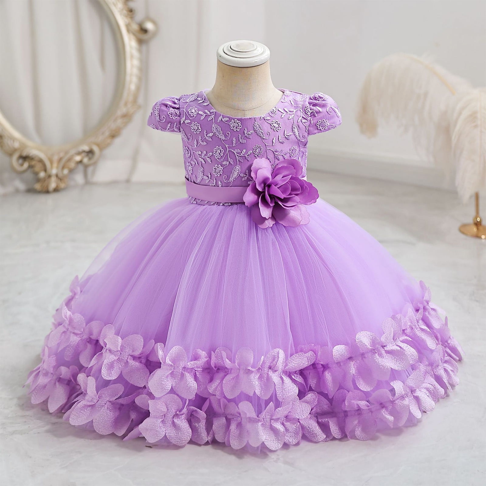 Bnwani Dresses Girl Sleeveless Sun Dress Flowers Dresses Cute Purple ...