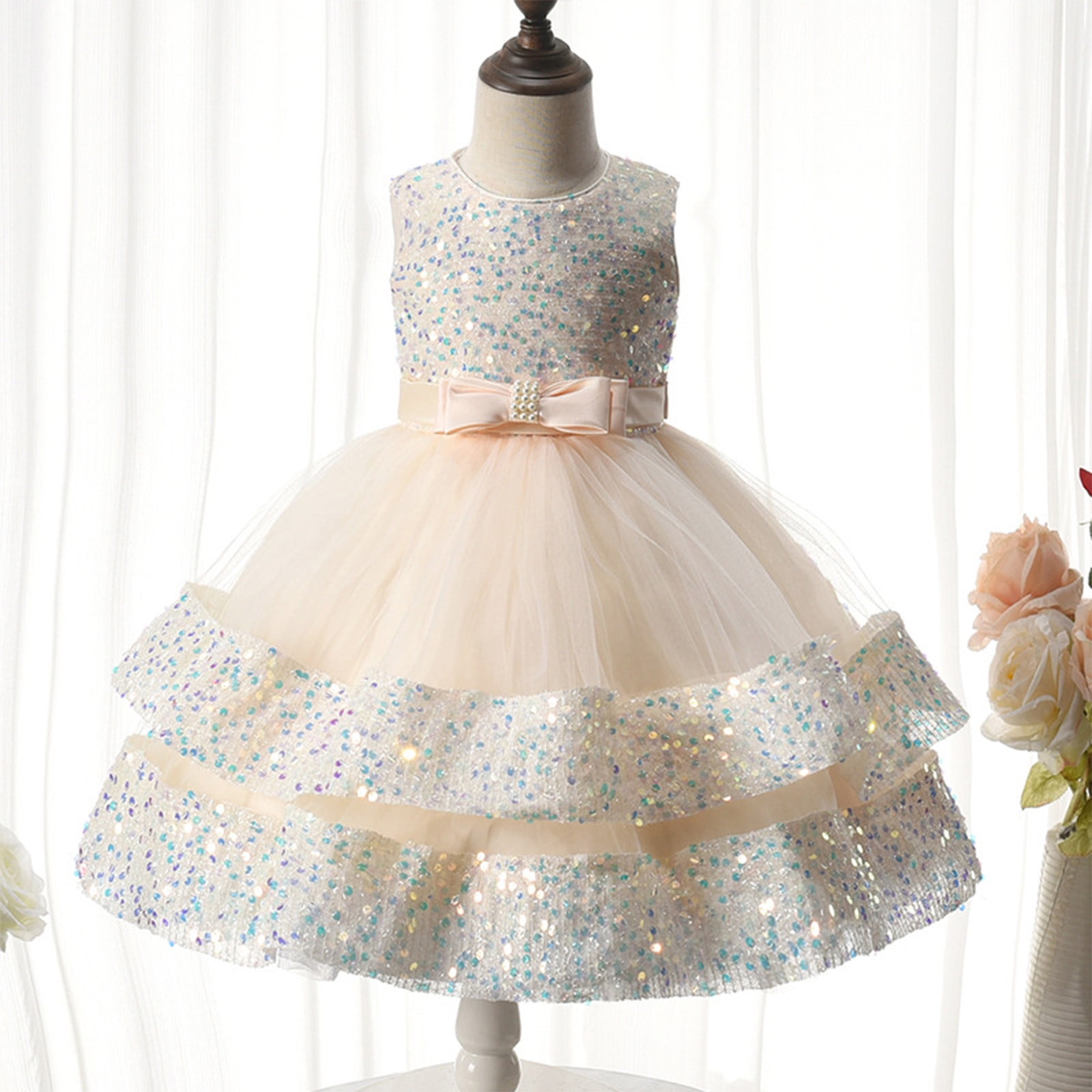 Bnwani Floral Dresses for Girl 2063 Toddler Girl Sleeveless Sun Dress ...