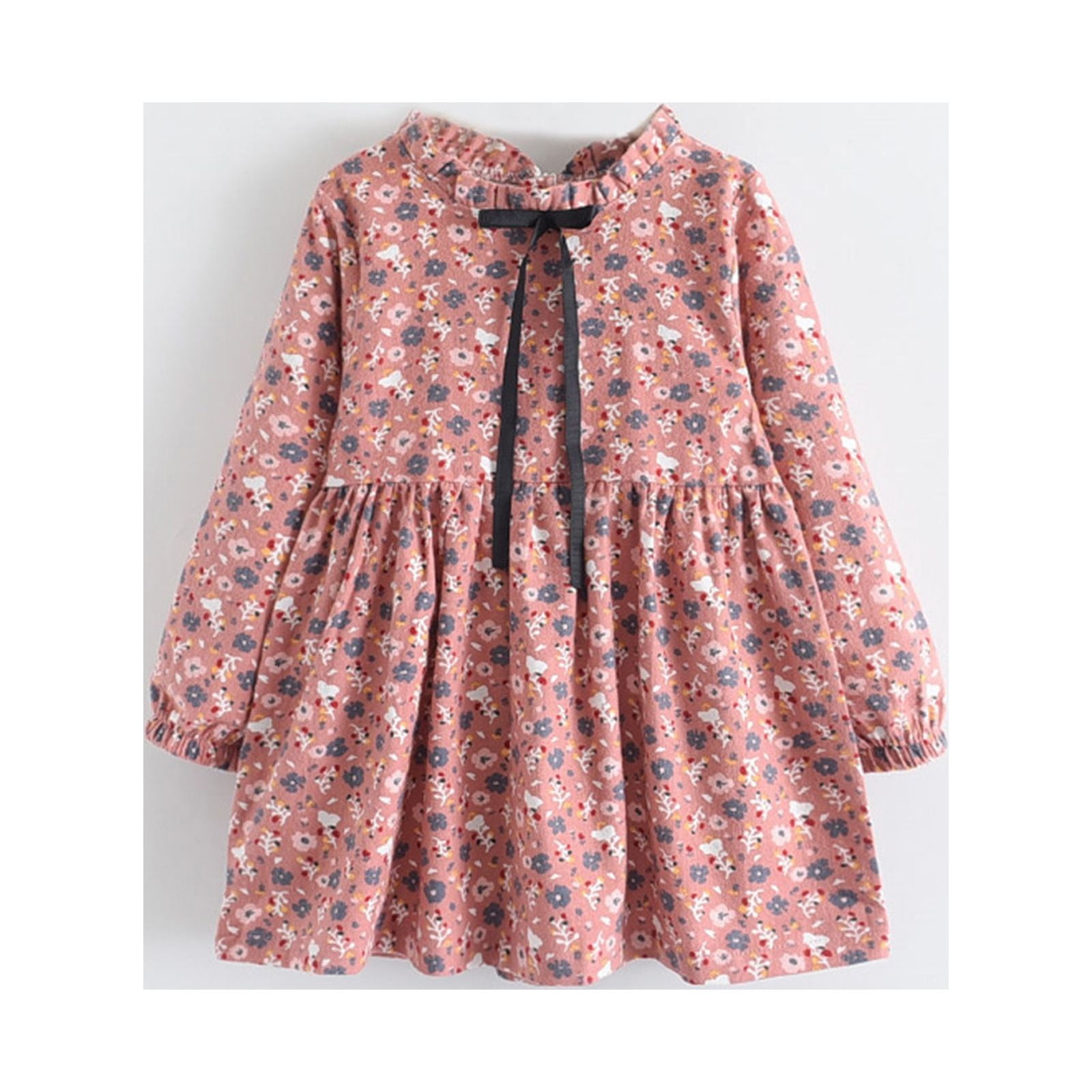 Bnwani Girl Dresses Girls Sleeve Long Cute Fashion Spring Ruffle Long ...