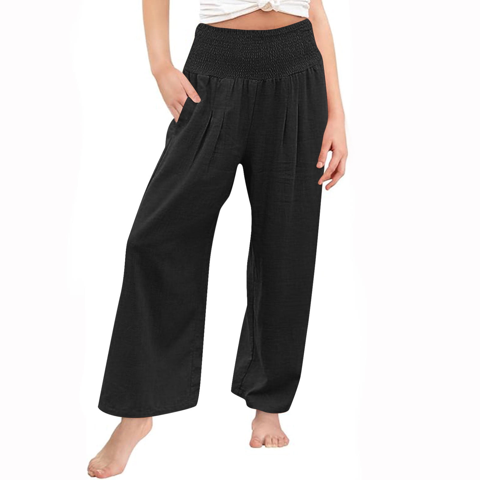 Bnwani Girls Black Pants Wide Leg Pull On Pants Casual High Waist Loose ...