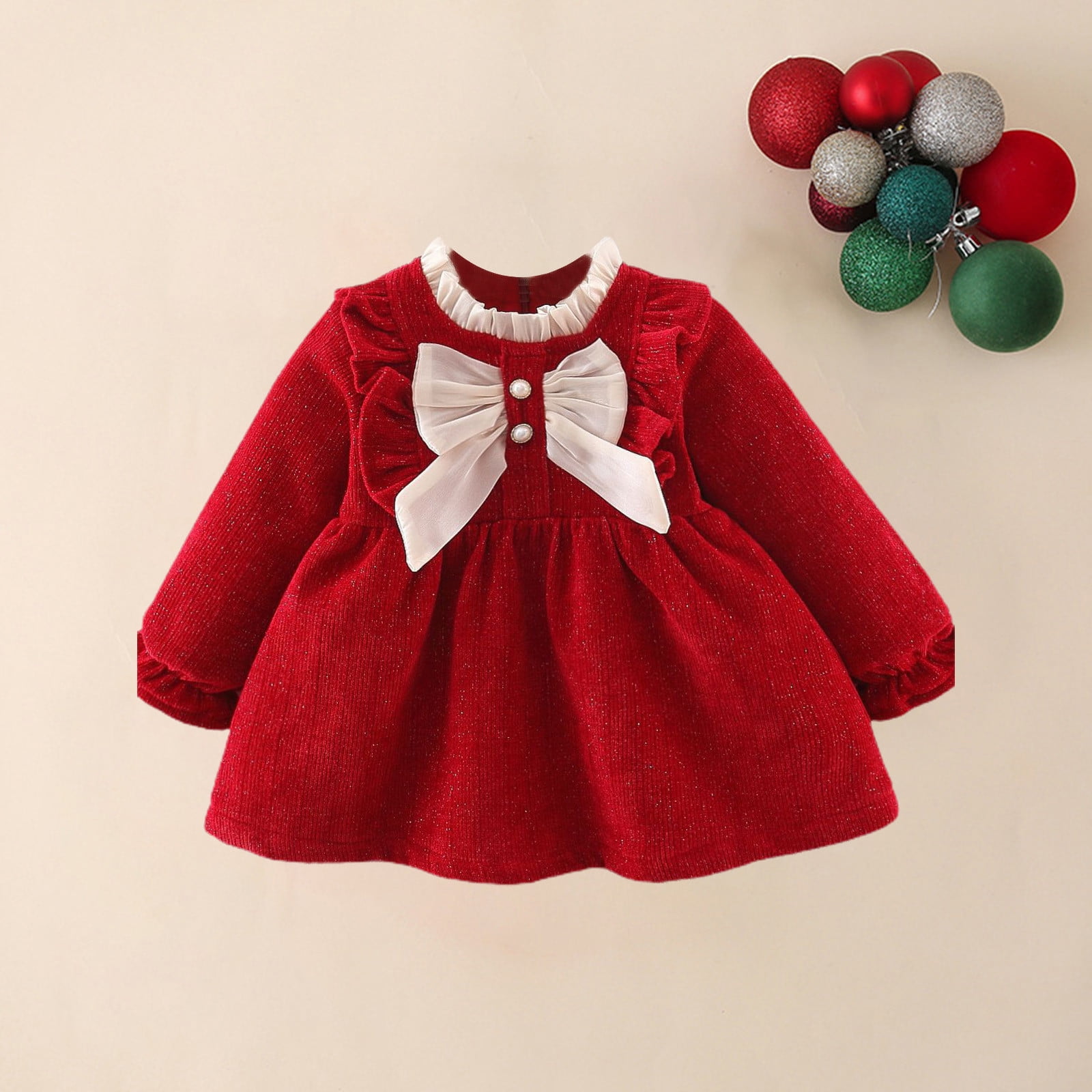 Bnwani Girls Dresses Girl's Long-sleeved A-line Flowers Bow Dresses ...